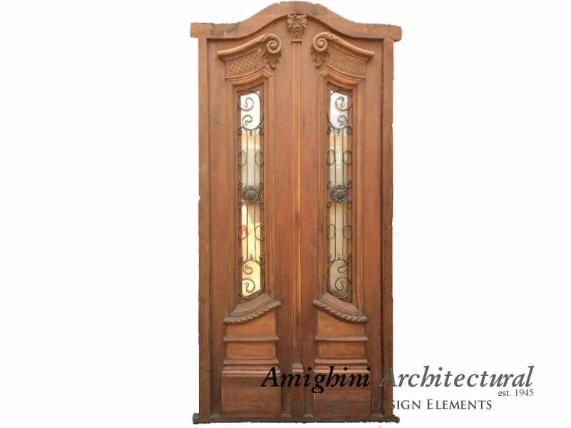 52" Double Semi Arched Door With Iron Inserts - AMIGHINI ARCHITECTURAL